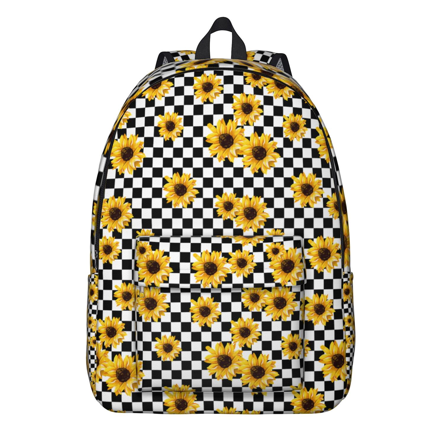 Retro Graphic Sunflower Backpack - Rustic Floral Waterproof Daypack ...