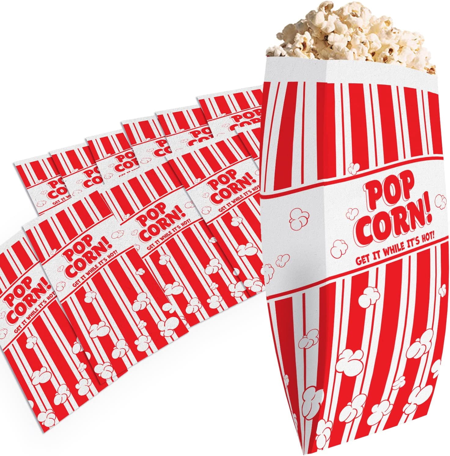 Retro, Grease Resistant Popcorn Bags 50 Pack. Single Serving 1oz Paper ...