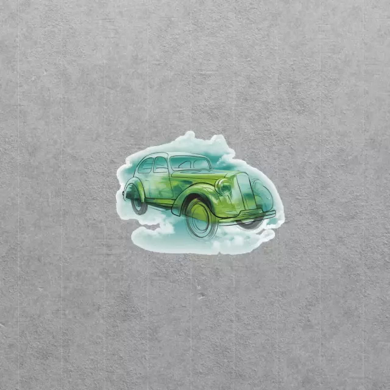 Retro Green Classic Car Sticker - Vintage Automobile Decal For Home Or ...