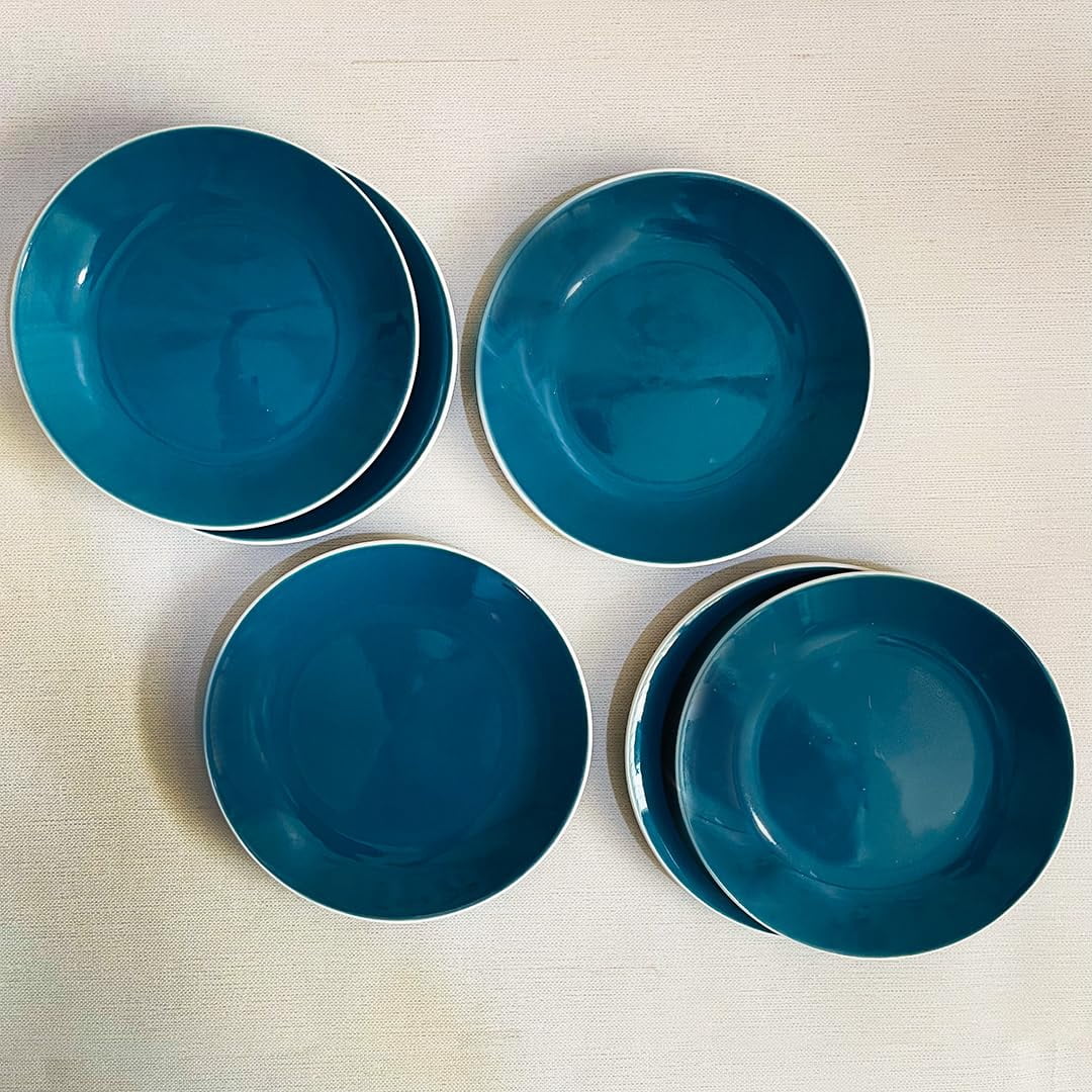Retro Green Hand Painted Ceramic Quarter Plates Set Of 6 | Small Side ...