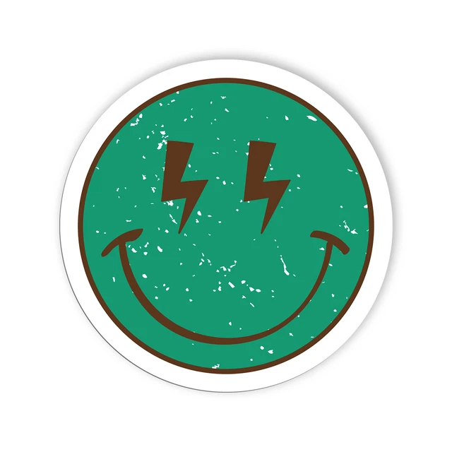 Retro Green Smile Face Sticker Groovy Hippie Stickers Phone Decal Water ...