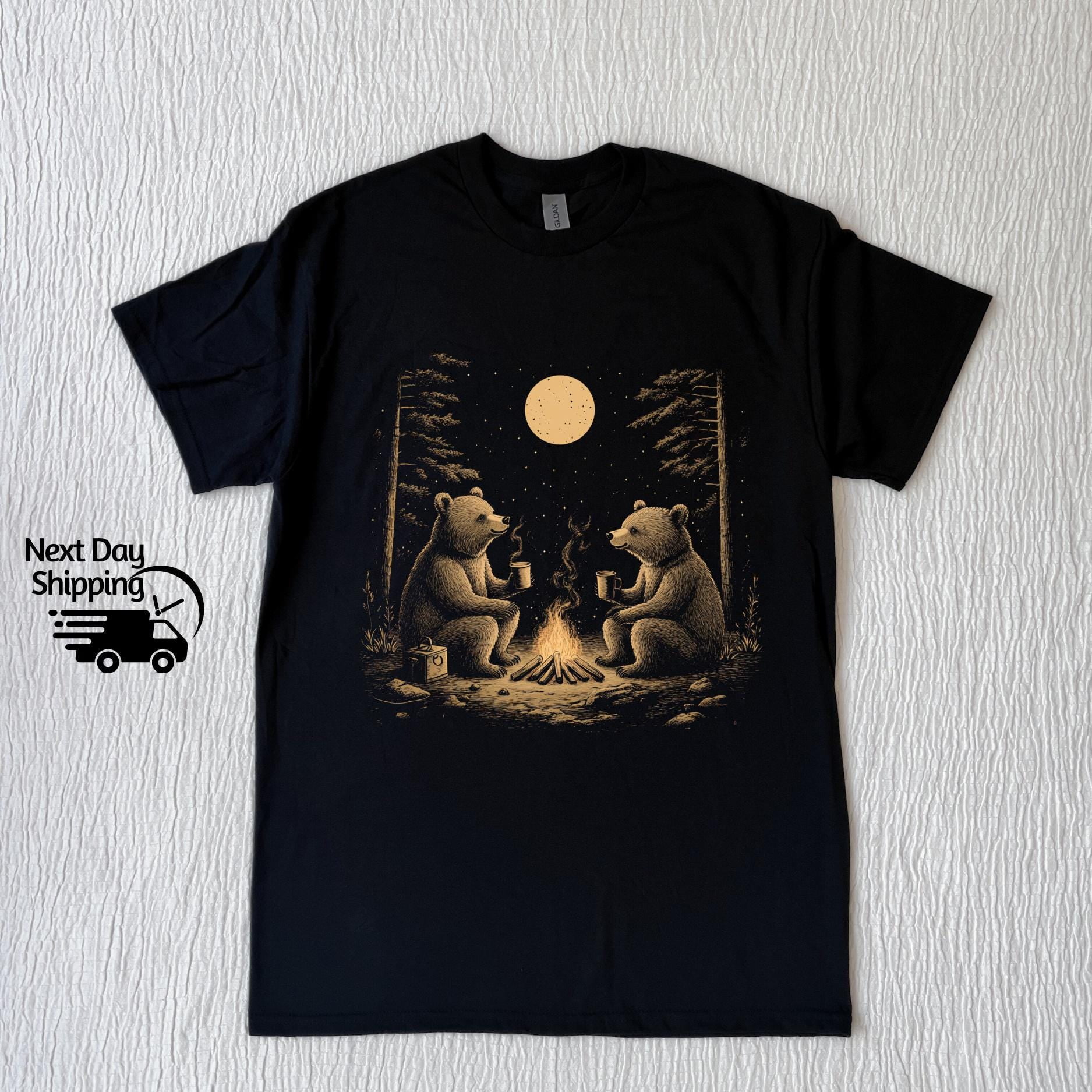 Retro Grizzly Bears Camping 90s Graphic Shirt, Bear Camping Coffee T ...