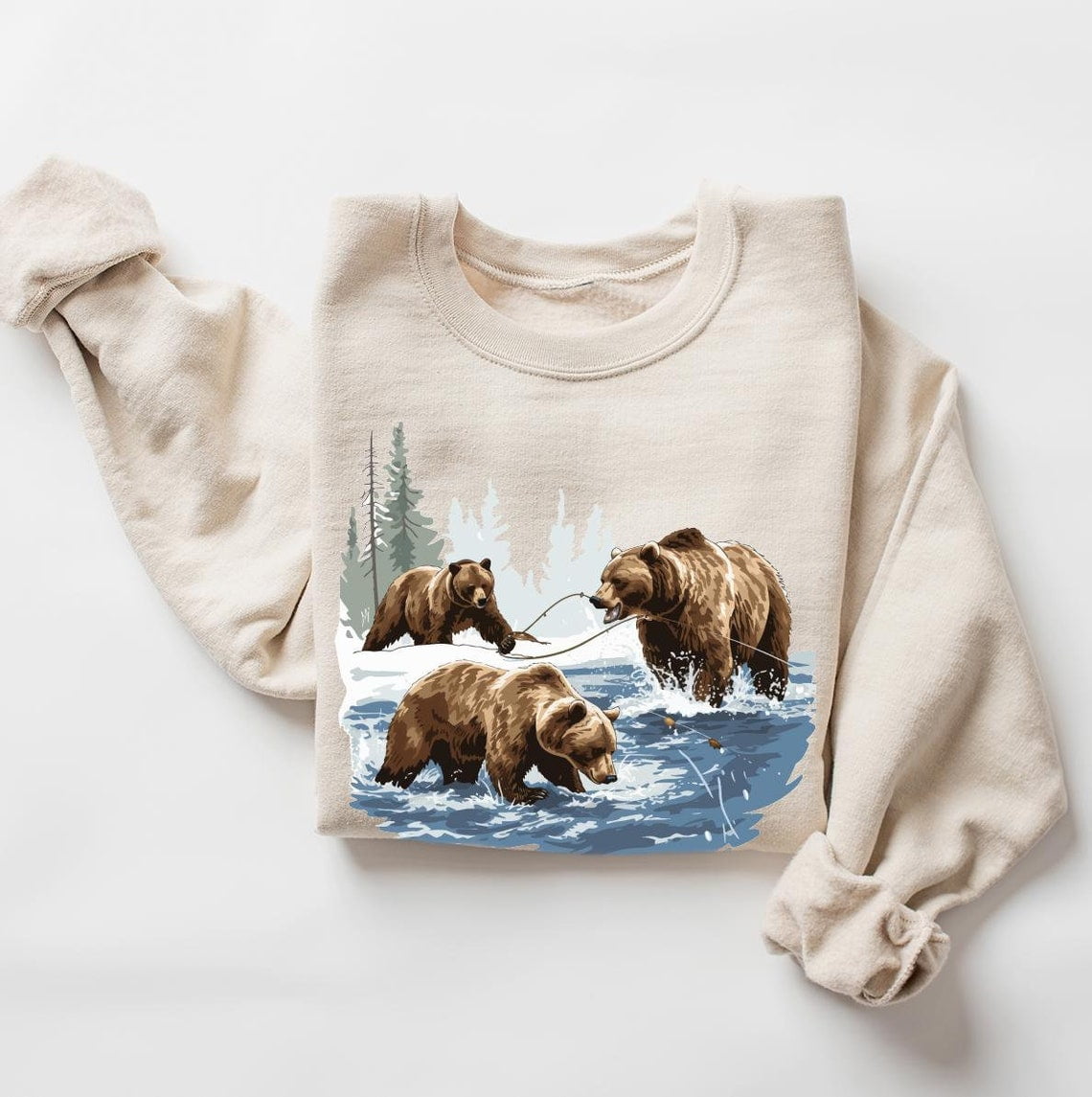 Retro Grizzly Bears Wilderness Scene Sweatshirt, Nineties 90s Vintage ...