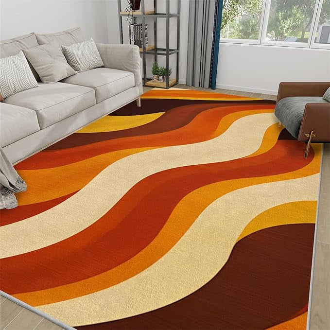 Retro Groovy Abstract Colourful Wavy Shapes Design Mid Century Modern ...