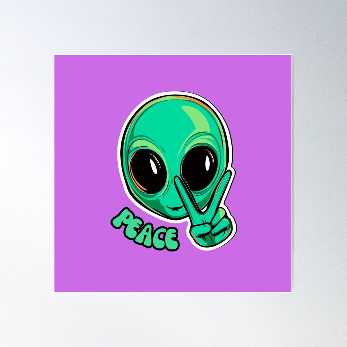 Retro Groovy Alien Peace Sign – Funky 70S Sci-Fi Poster Wall Art ...