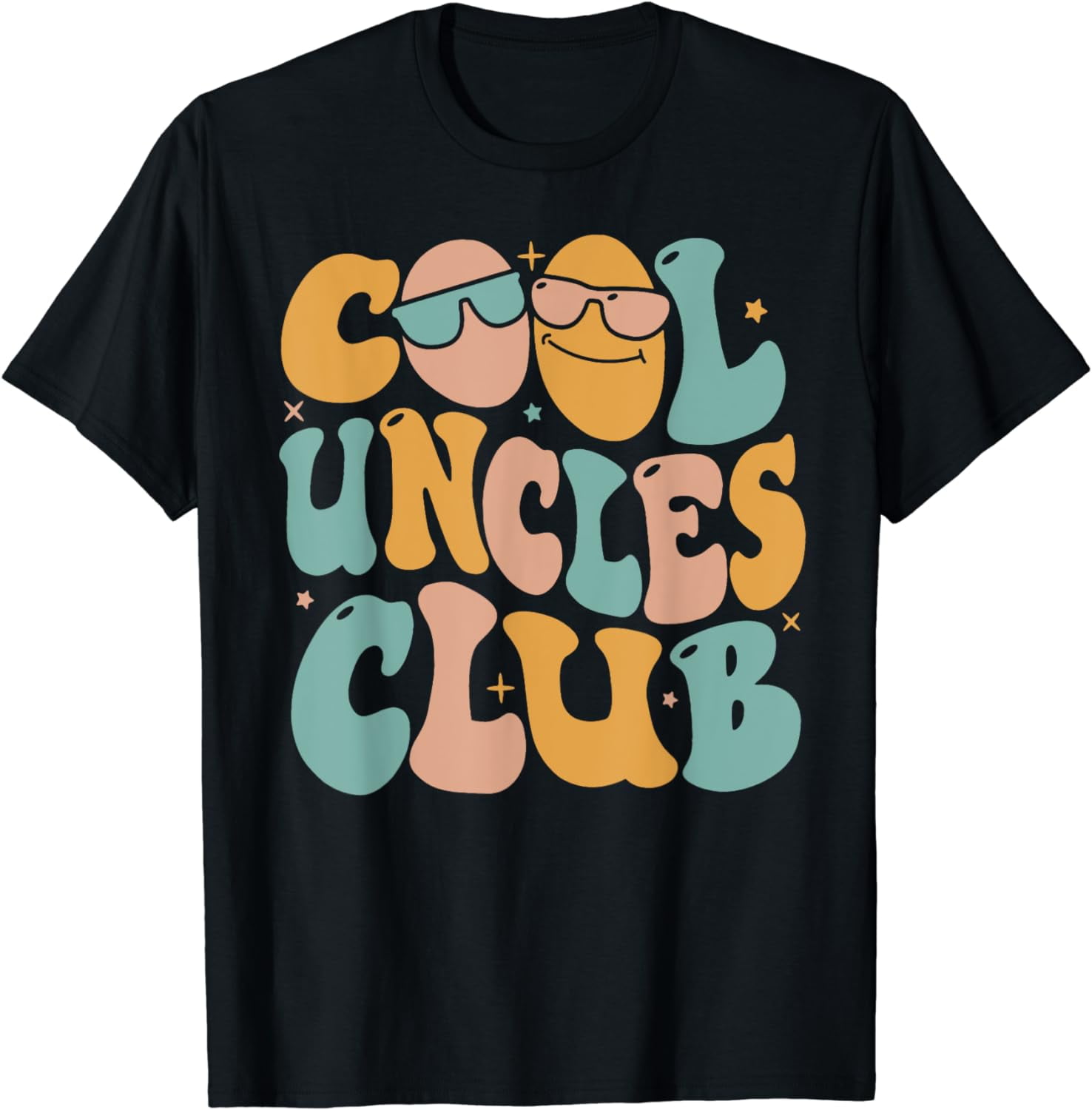 Retro Groovy Cool Uncles Club Smile Face Funny New Uncle Men T-Shirt ...