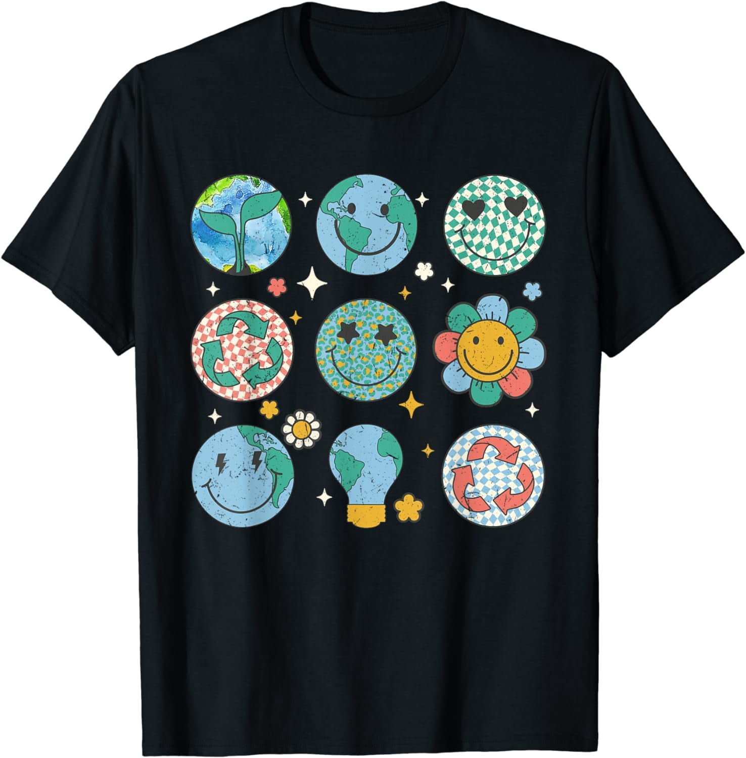 Retro Groovy Earth Day for Men Women Teacher Student Kids T-Shirt ...