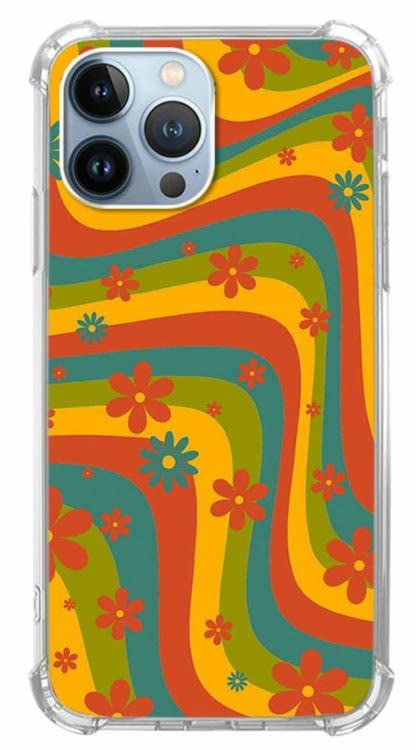 Retro Groovy Floral Case for iPhone 13 Pro,Aesthetic Art Design TPU Bumper Cover Case - Walmart.com