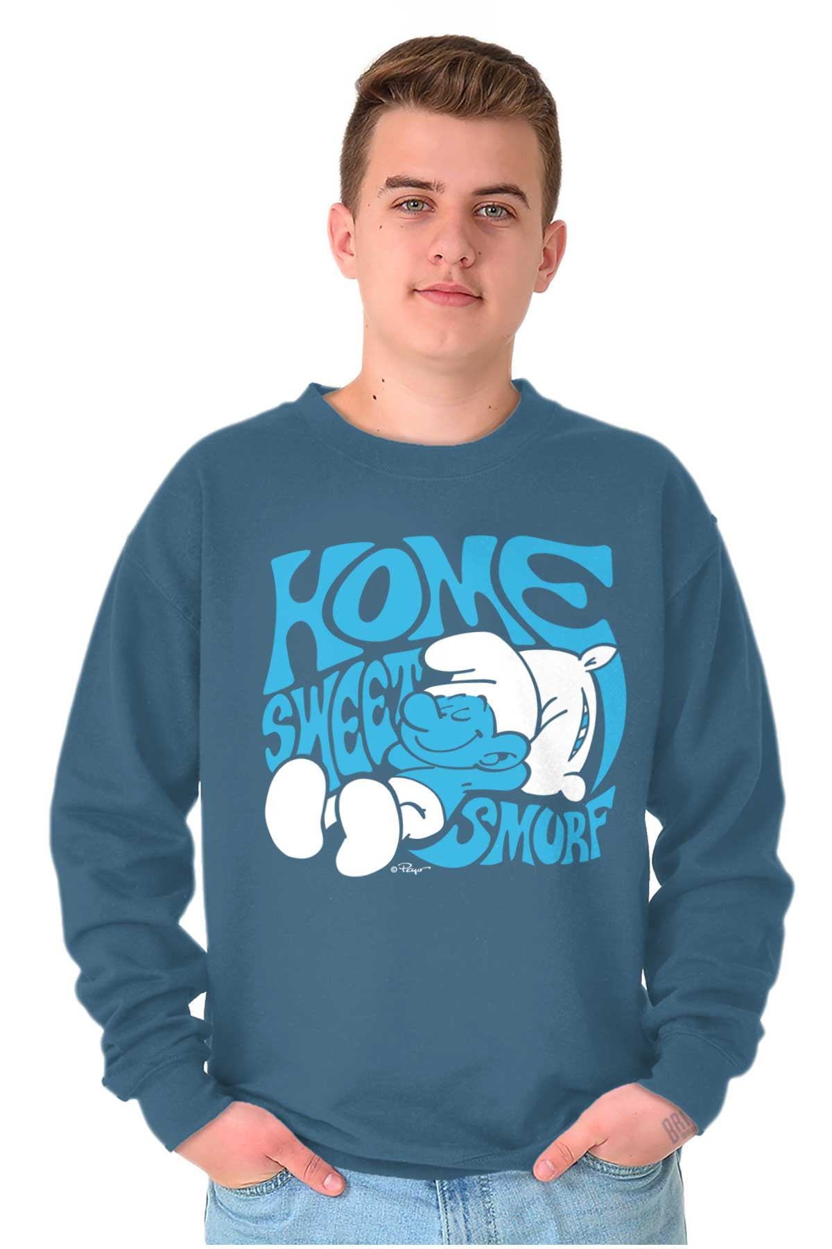 Retro Groovy Home Sweet Smurf Cartoon Sweatshirt for Men or Women ...