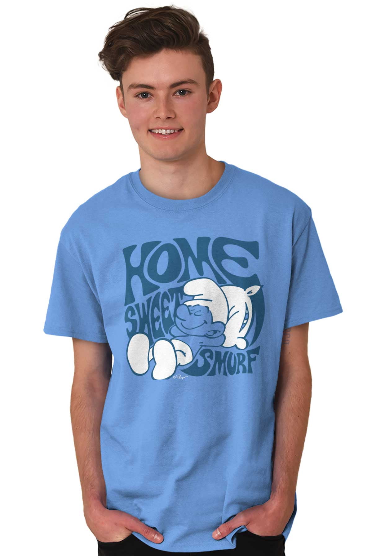 Retro Groovy Home Sweet Smurf Cartoon Unisex Plus Size Graphic Tee ...