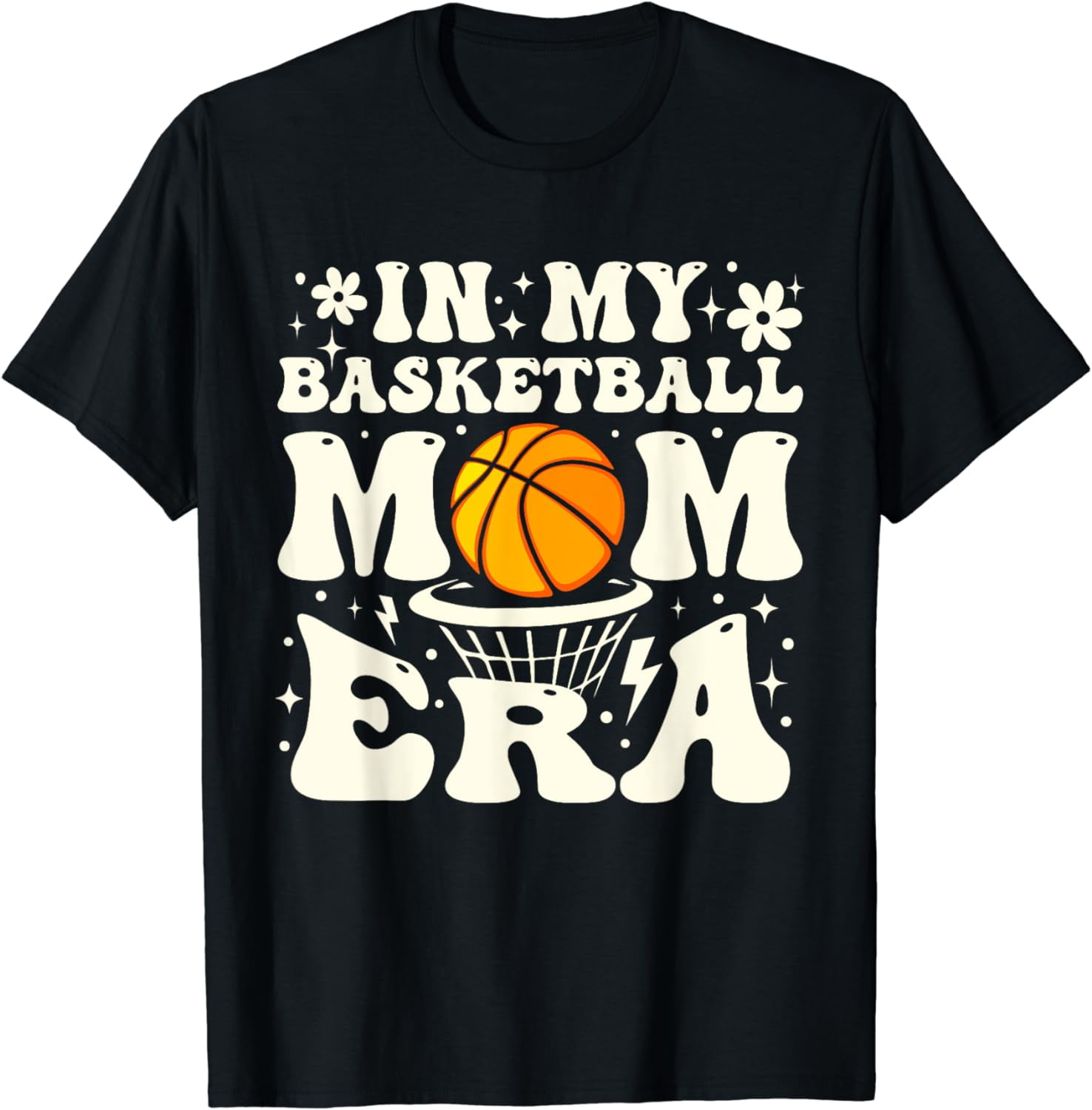 Retro Groovy In My Basketball Mom Era Basketball Mama Mother Cotton T ...