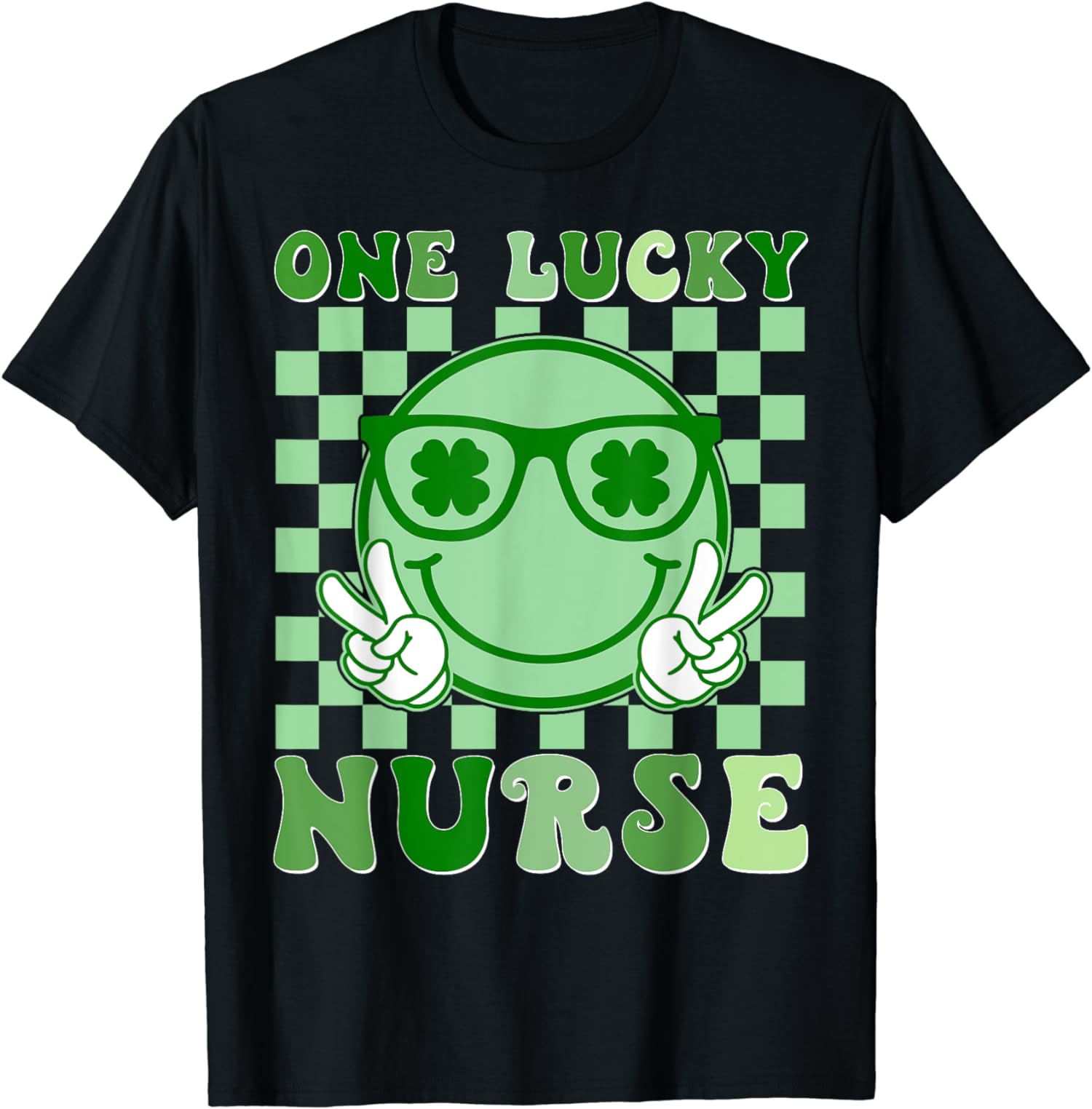 Retro Groovy One Lucky Nurse Scrub RN ICU ER St Patricks Day T-Shirt ...
