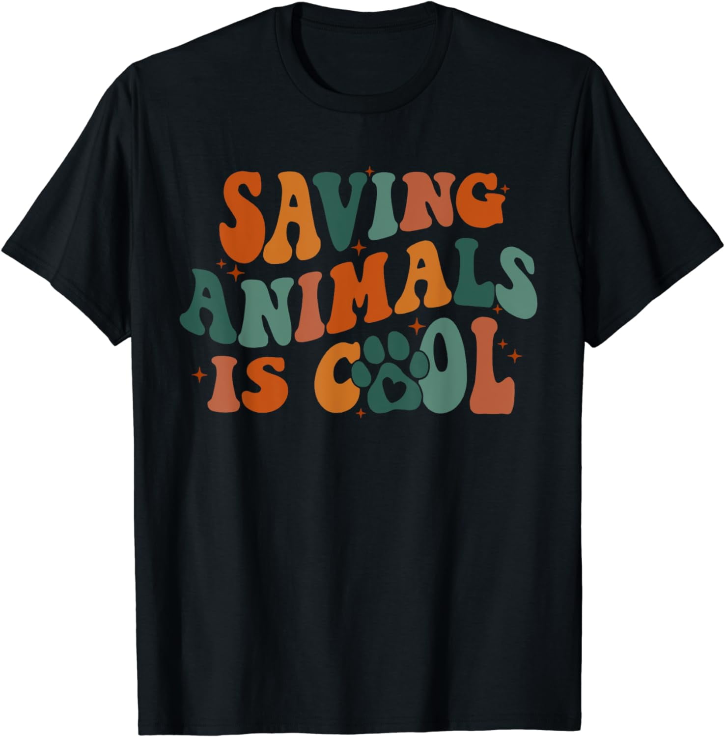 Retro Groovy Saving Animals Is Cool Veterinarian Vet Tech T-Shirt ...