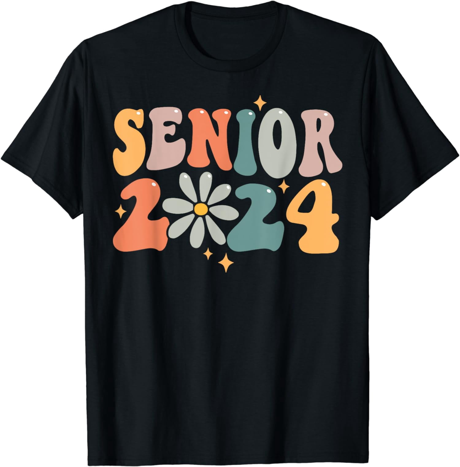 Retro Groovy Senior 24 Class Of 2024 Graduation Smile Grad T-Shirt ...
