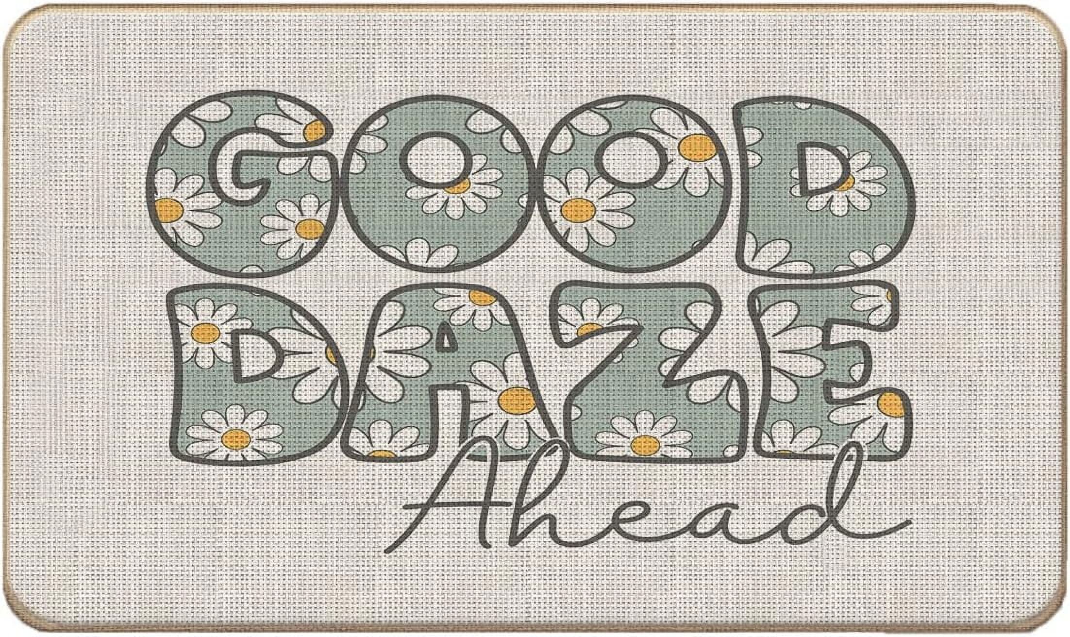 Retro Groovy Summer Daisy Good Daze Ahead Inspirational Quotes Door Mat ...