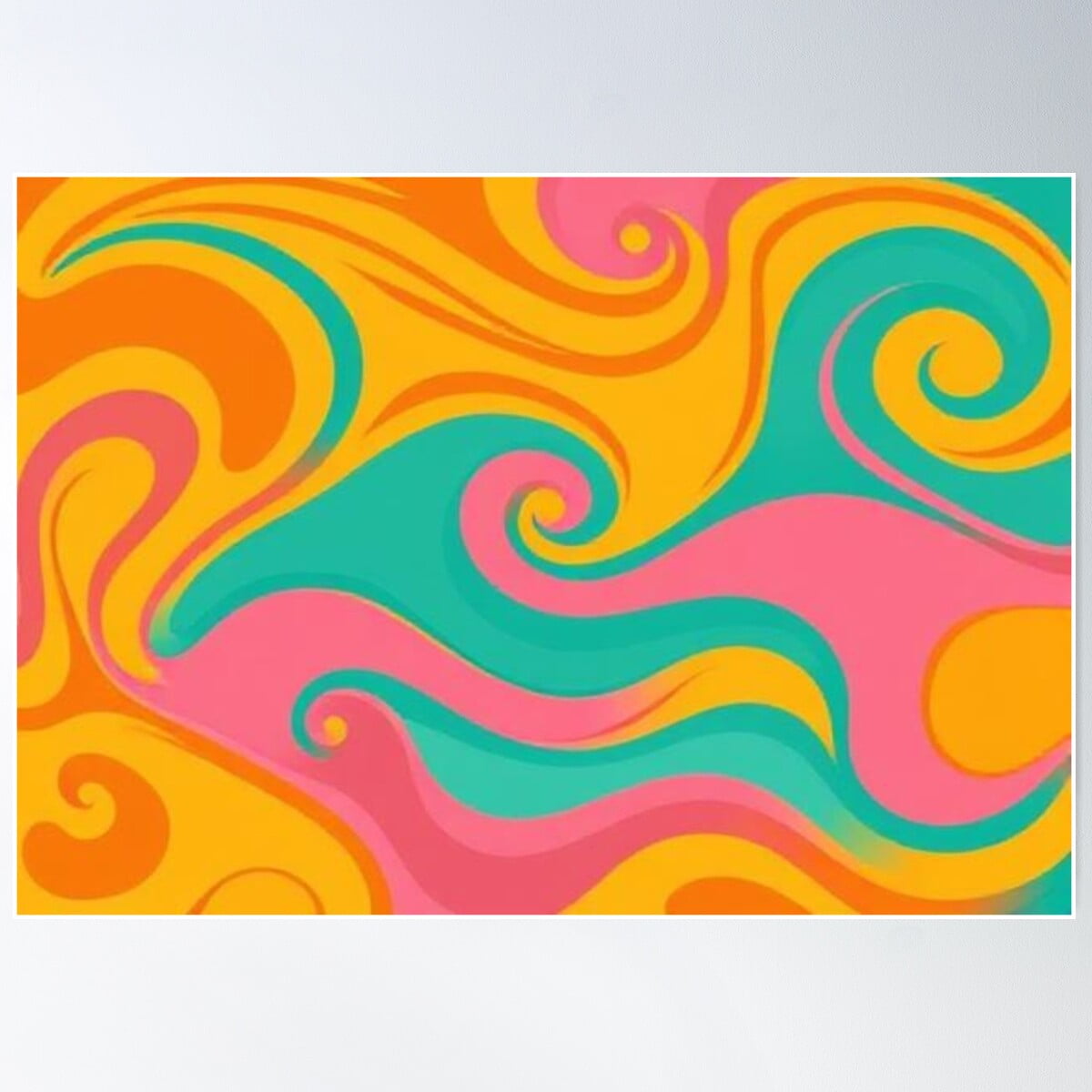 Retro Groovy Swirls Poster Wall Art, Modern Wall Decor For Living Room ...