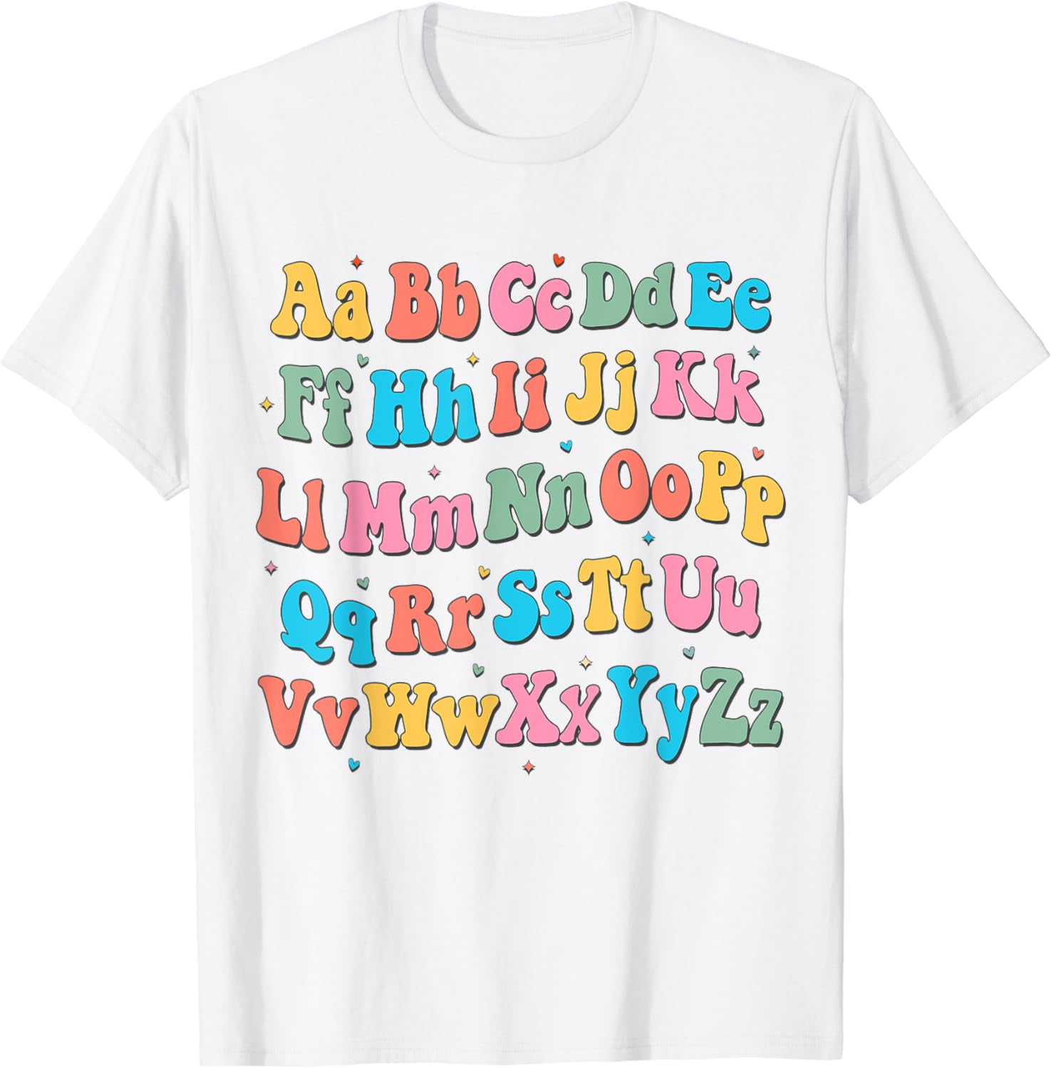 Retro Groovy Typographic Alphabet Letters Alphabet learn ABC T-Shirt ...