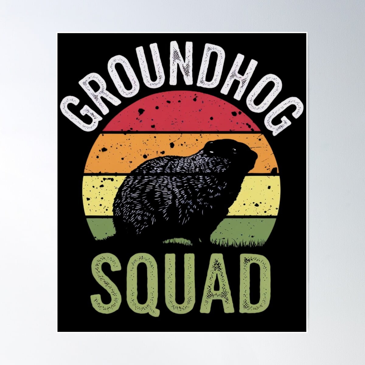 Retro Groundhog Squad Multicolor Distressed Graphic Poster Wall Art ...