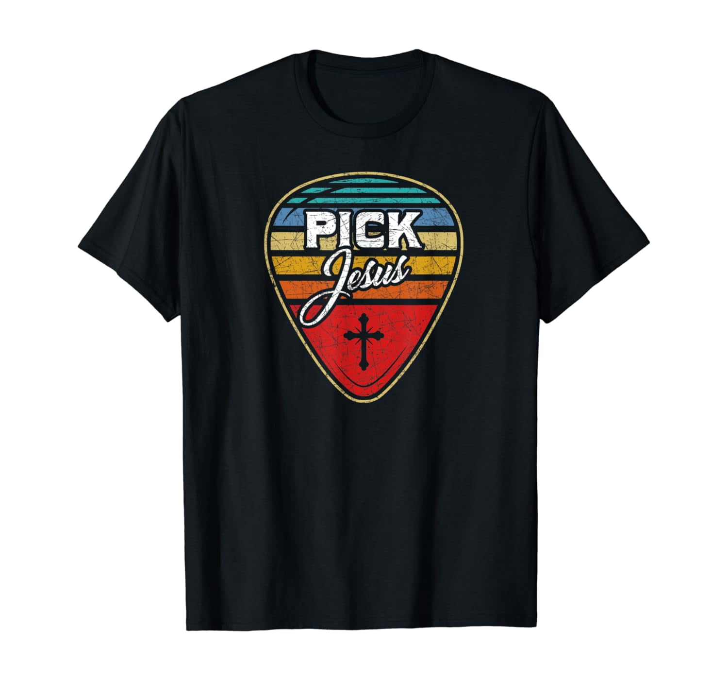 Retro Guitarist Guitar Pick Christian Music Christ T-Shirt Lord God ...
