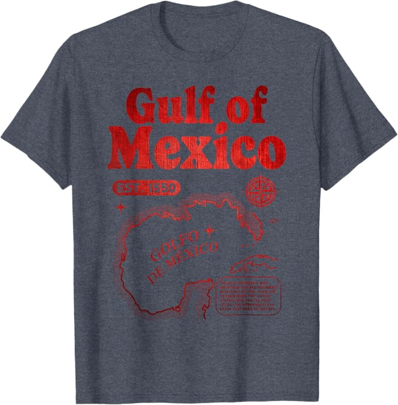 Retro Gulf of Mexico Since 1550 Historic Gulf of Mexico Map T-Shirt - Walmart.com