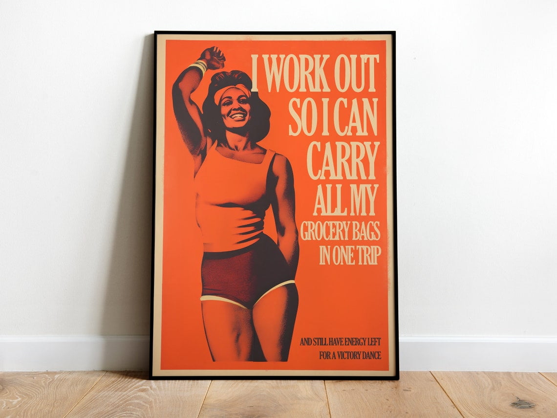 Retro Gym Poster Retro Female Bodybuilder Print Home Gym Art Print Gym ...