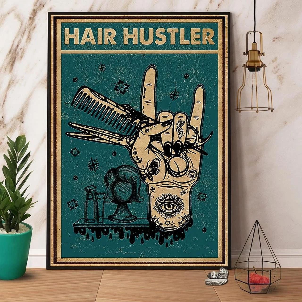 Retro Hair Hustler Hairstylist Paper Poster, Poster NO FRAMED POSTER ...