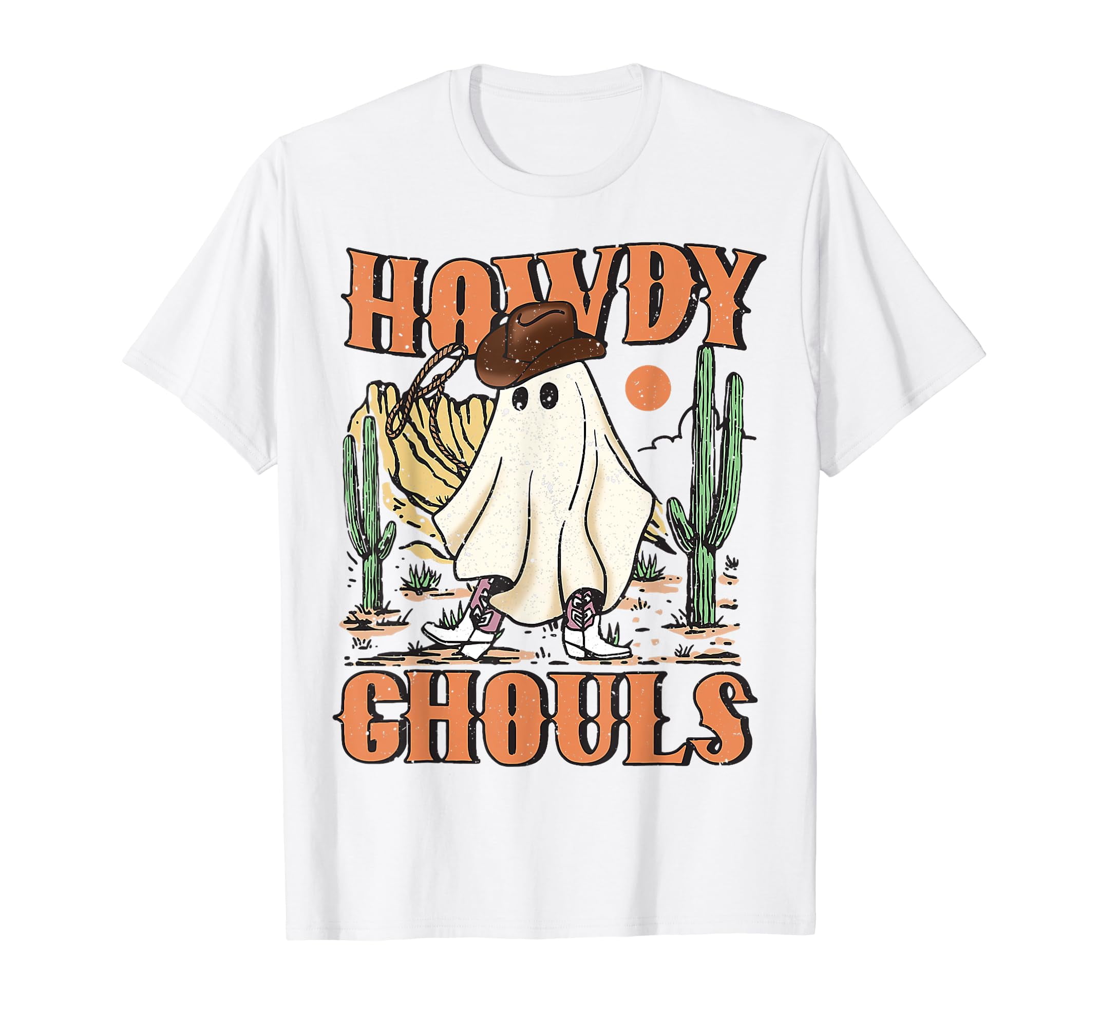 Retro Halloween Howdy Ghouls Western Boo Ghost Spooky Season T-Shirt ...