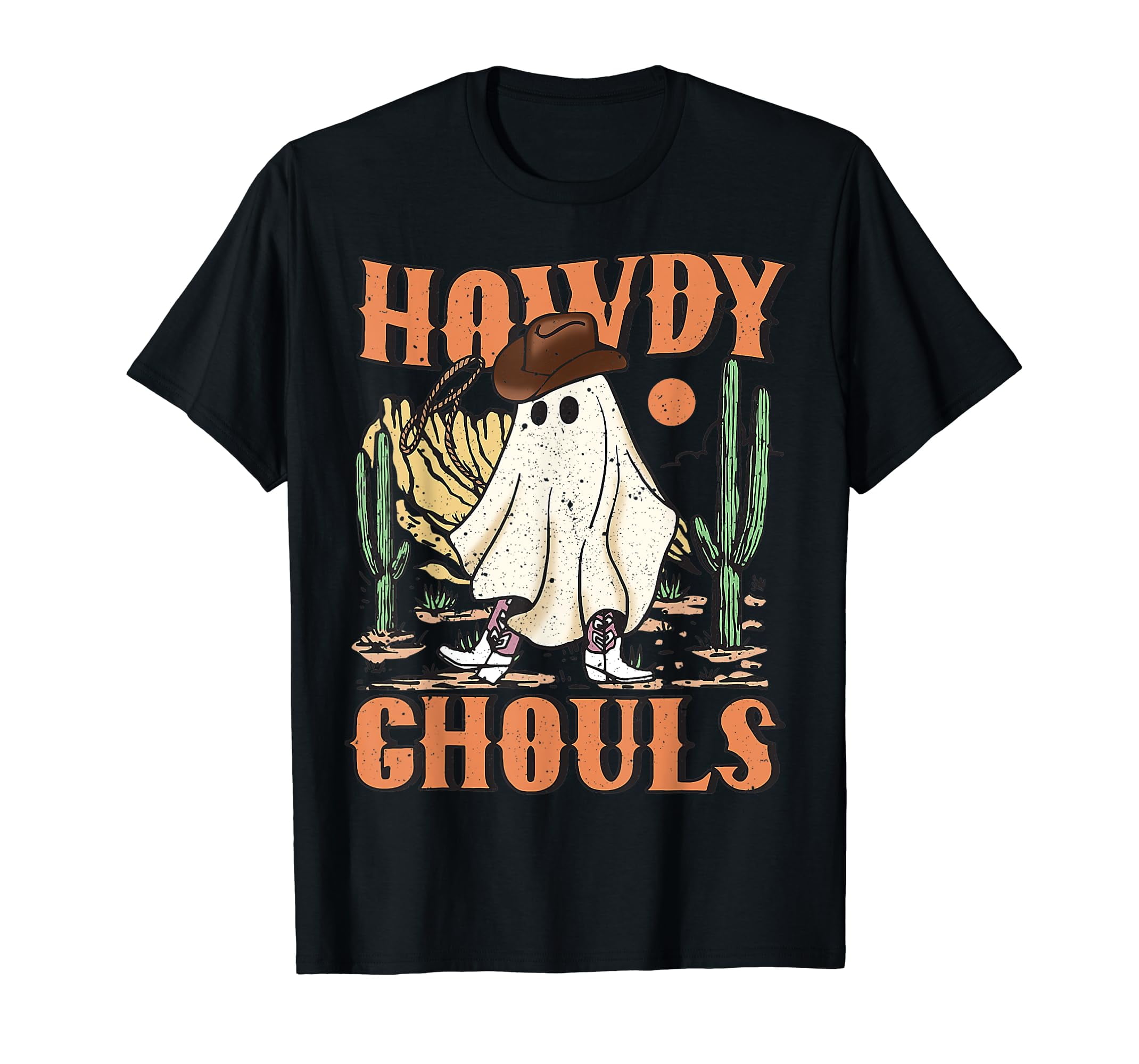 Retro Halloween Howdy Ghouls Western Boo Ghost Spooky Season T-Shirt ...