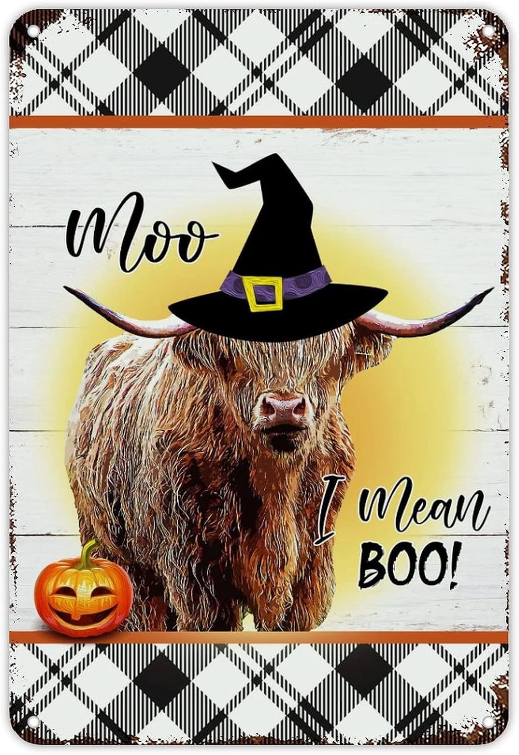 Retro Halloween Metal Sign Halloween Cows Black Cat Skeleton Skull ...