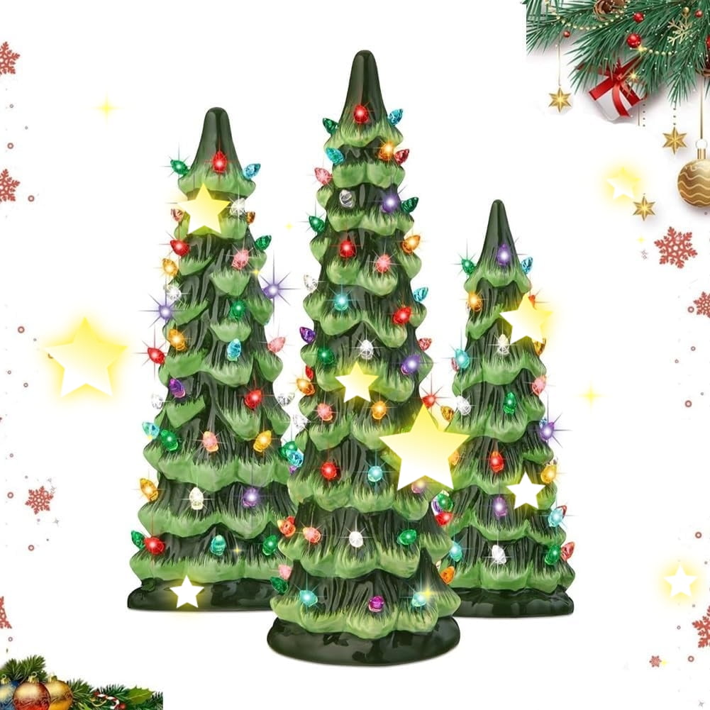 Retro Hand - Painted Tabletop Christmas Trees, Table top Christmas ...