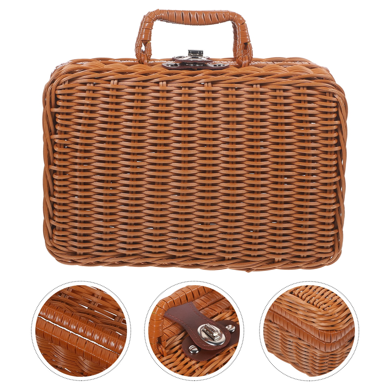 Retro Handwoven Suitcase Imitated Rattan Woven Storage Box Creative ...