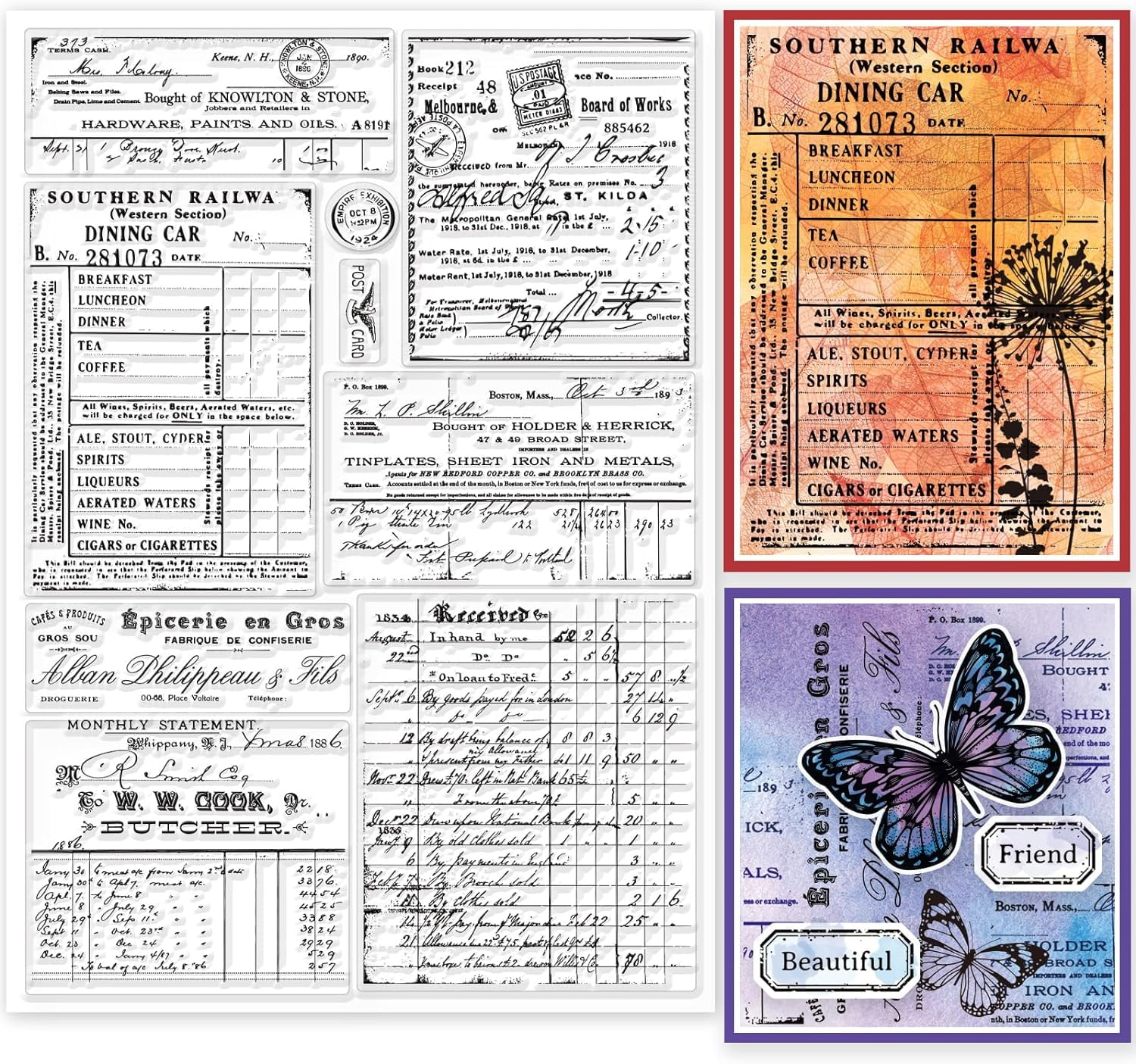 Retro Handwritten Ledger Clear Stamps for DIY Scrapbooking Vintage ...