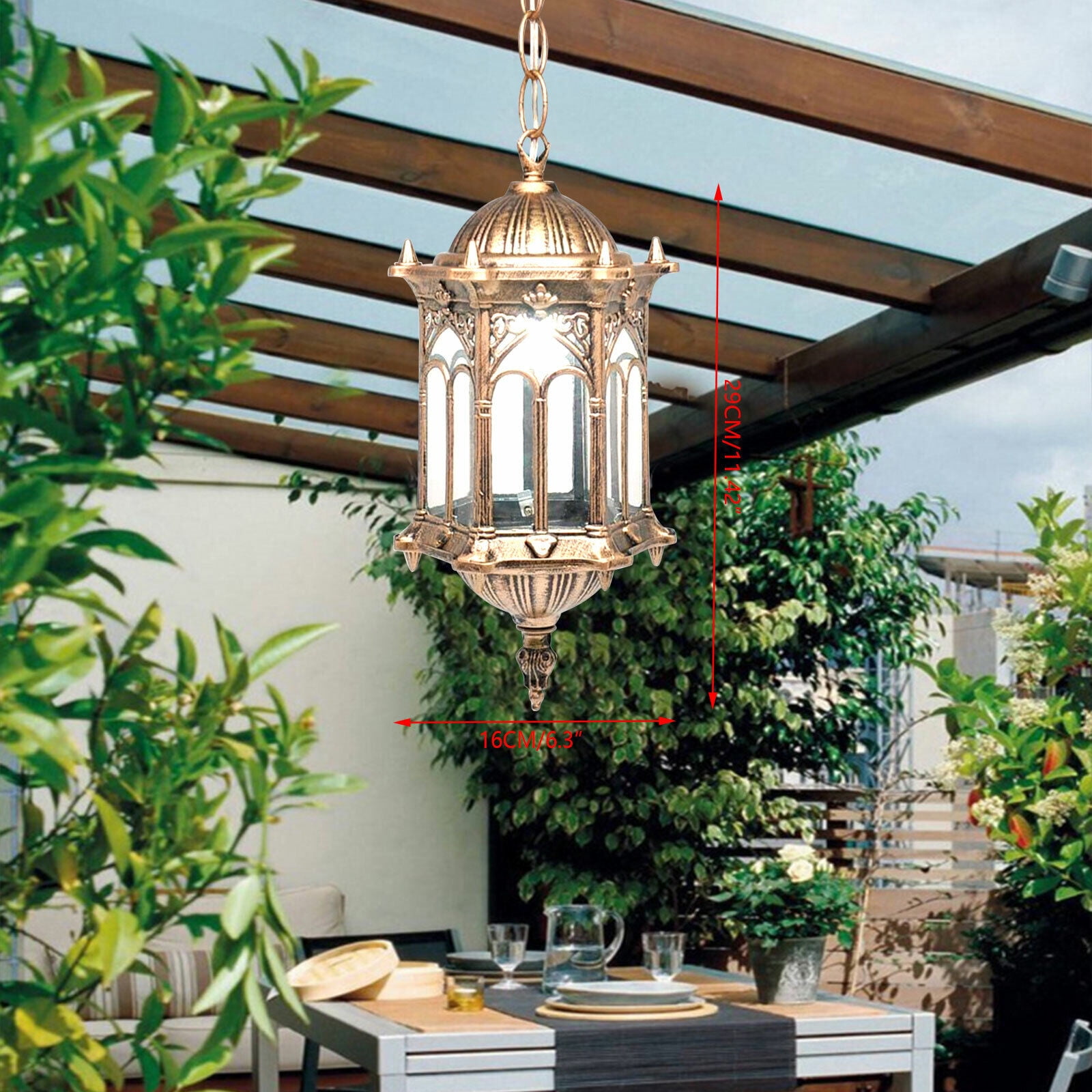 Retro Hanging Lamp, Cage Design, Exterior Ceiling Light Fixture for ...