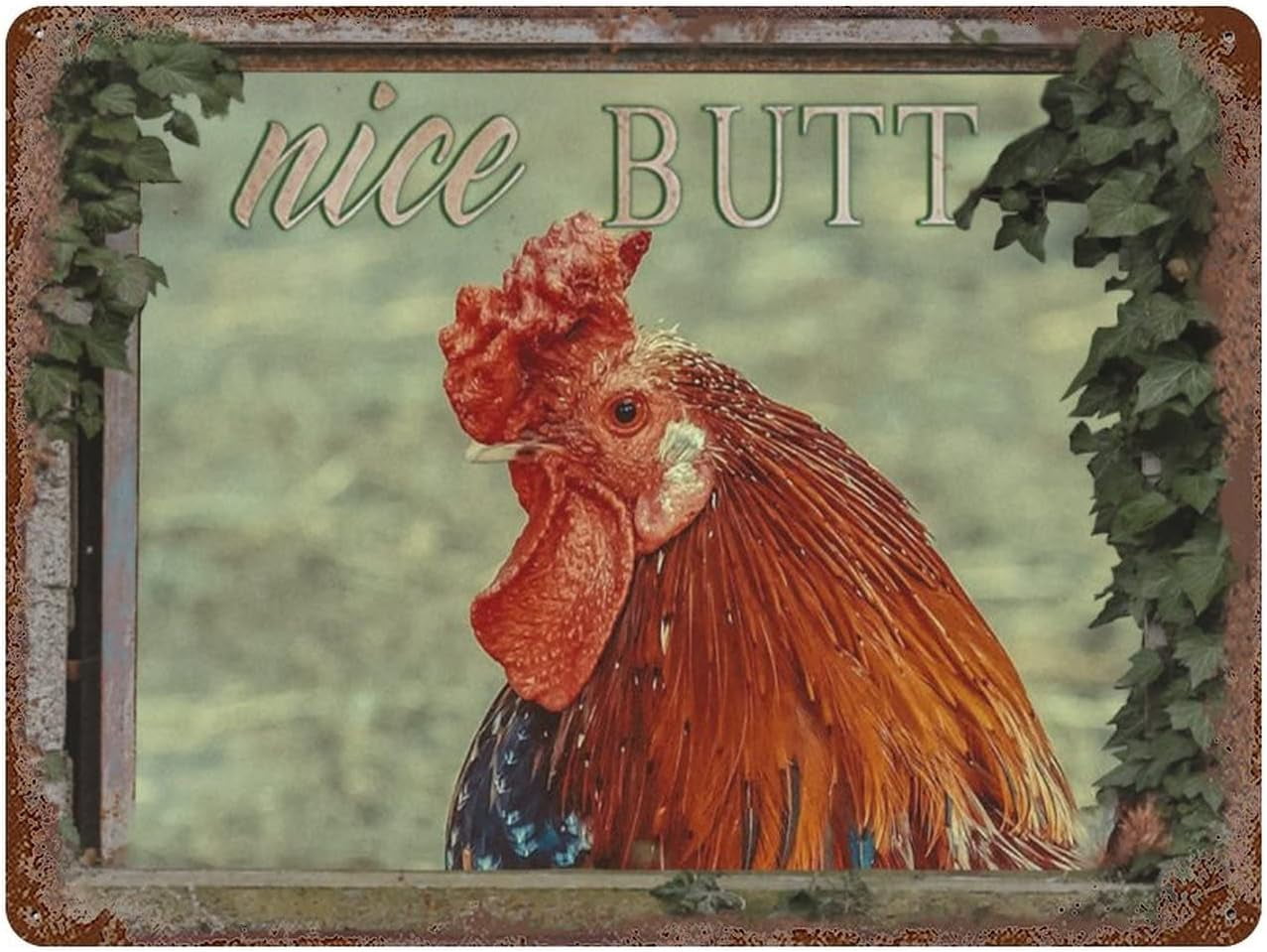 Retro Hanging Sign Nice Butt Chicken Bathroom Vintage Metal Tin Sign ...