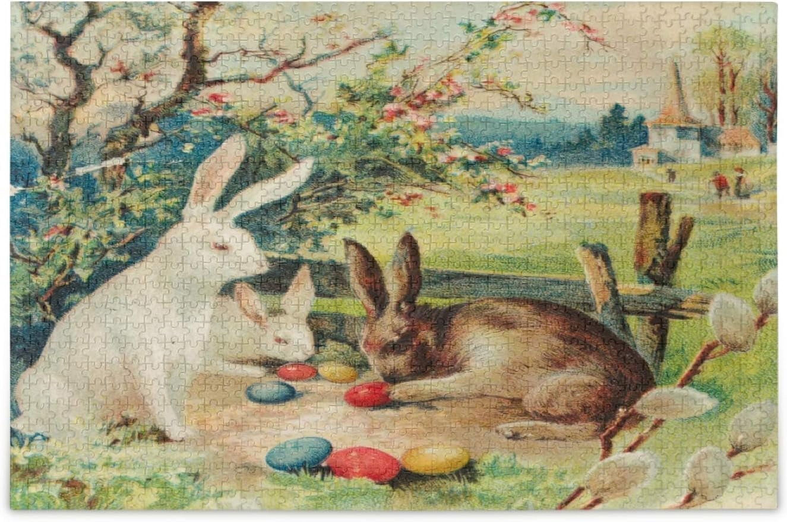 Retro Hares Farm Jigsaw Puzzle 300 Pieces Easter Eggs for Players Who ...