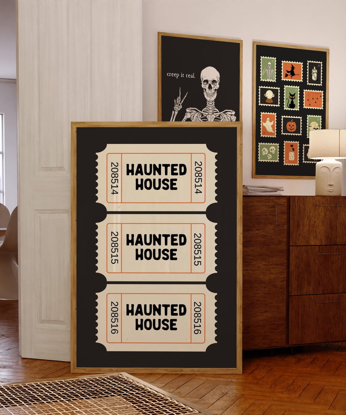 Retro Haunted House Ticket Wall Art, Apartment Decor, Vintage Ticket ...