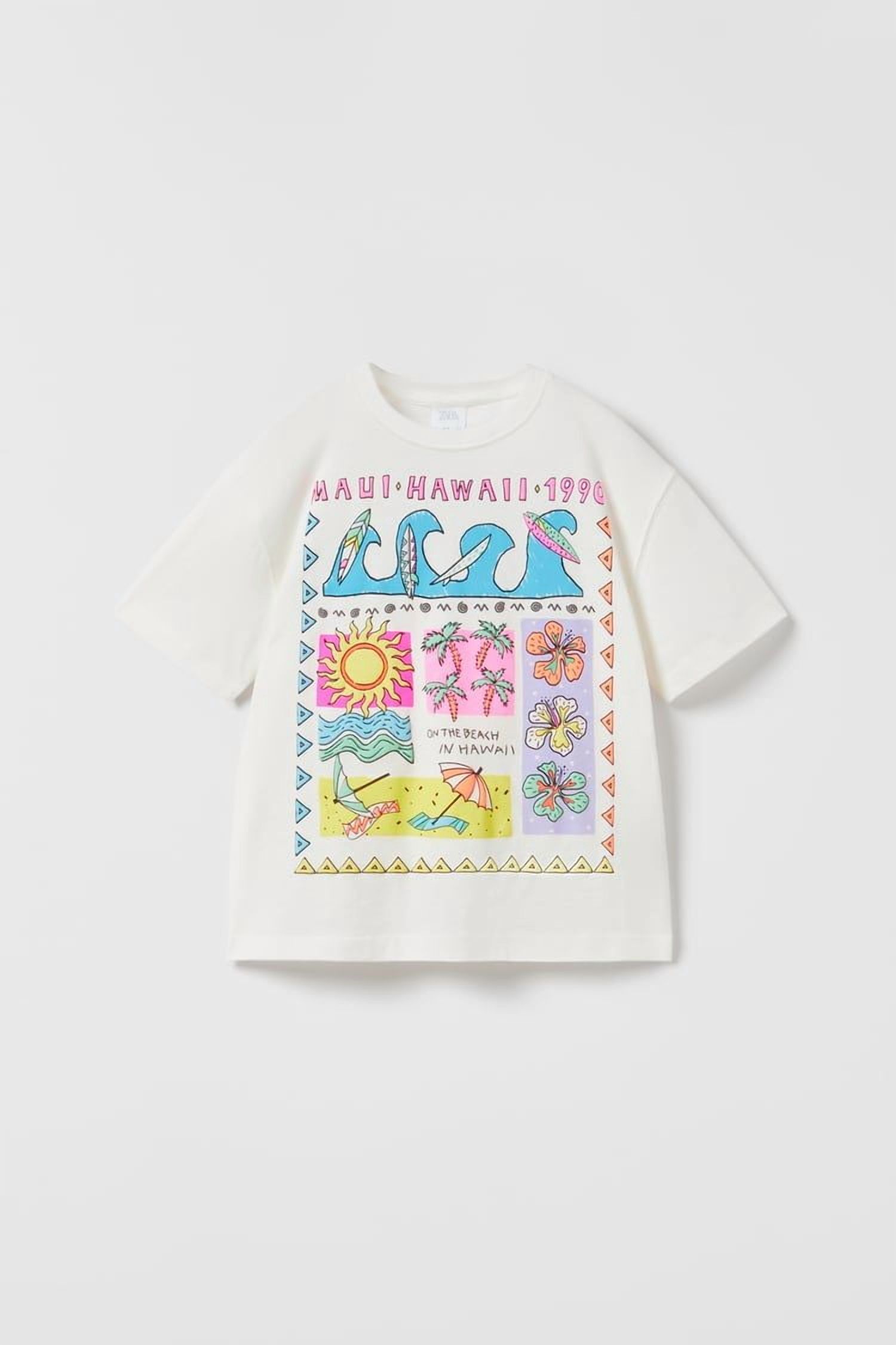Retro Hawaii 1990 Graphic Tee Maui Tropical Beach Illustration Neon ...