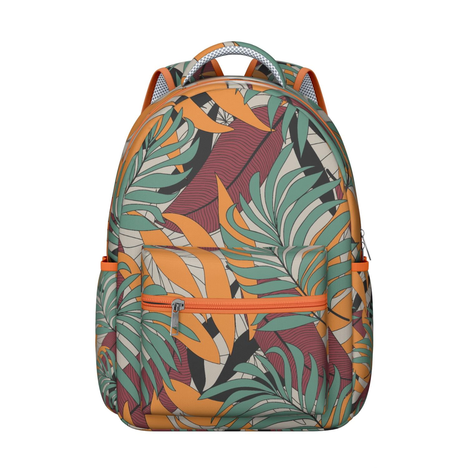 Retro Hawaiian Backpack Palm Leaf Jungle Summer School Bag for Students ...