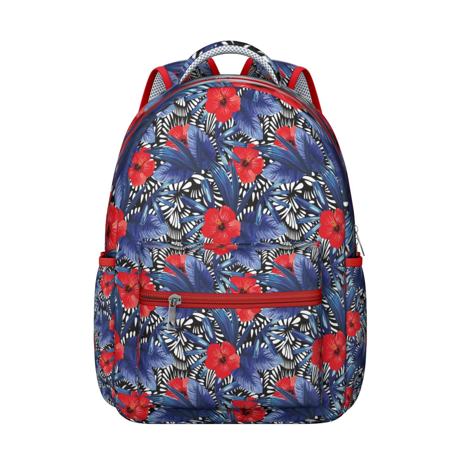 Retro Hawaiian Backpack Palm Leaf Jungle Summer School Bag for Students ...