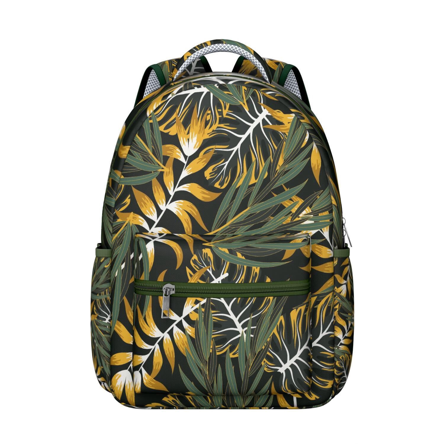 Retro Hawaiian Backpack Palm Leaf Jungle Summer School Bag for Students ...
