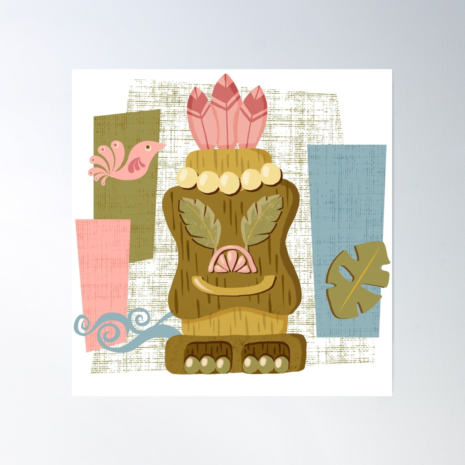 Retro Hawaiian Island Tiki Art & Tiki Pattern Poster Wall Art, Modern ...