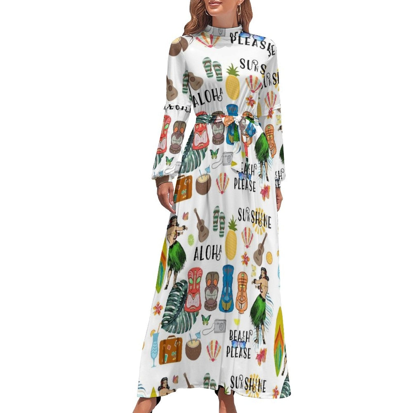 Retro Hawaiian Tiki Pattern Long Dress prom dress 2024 summer clothes ...