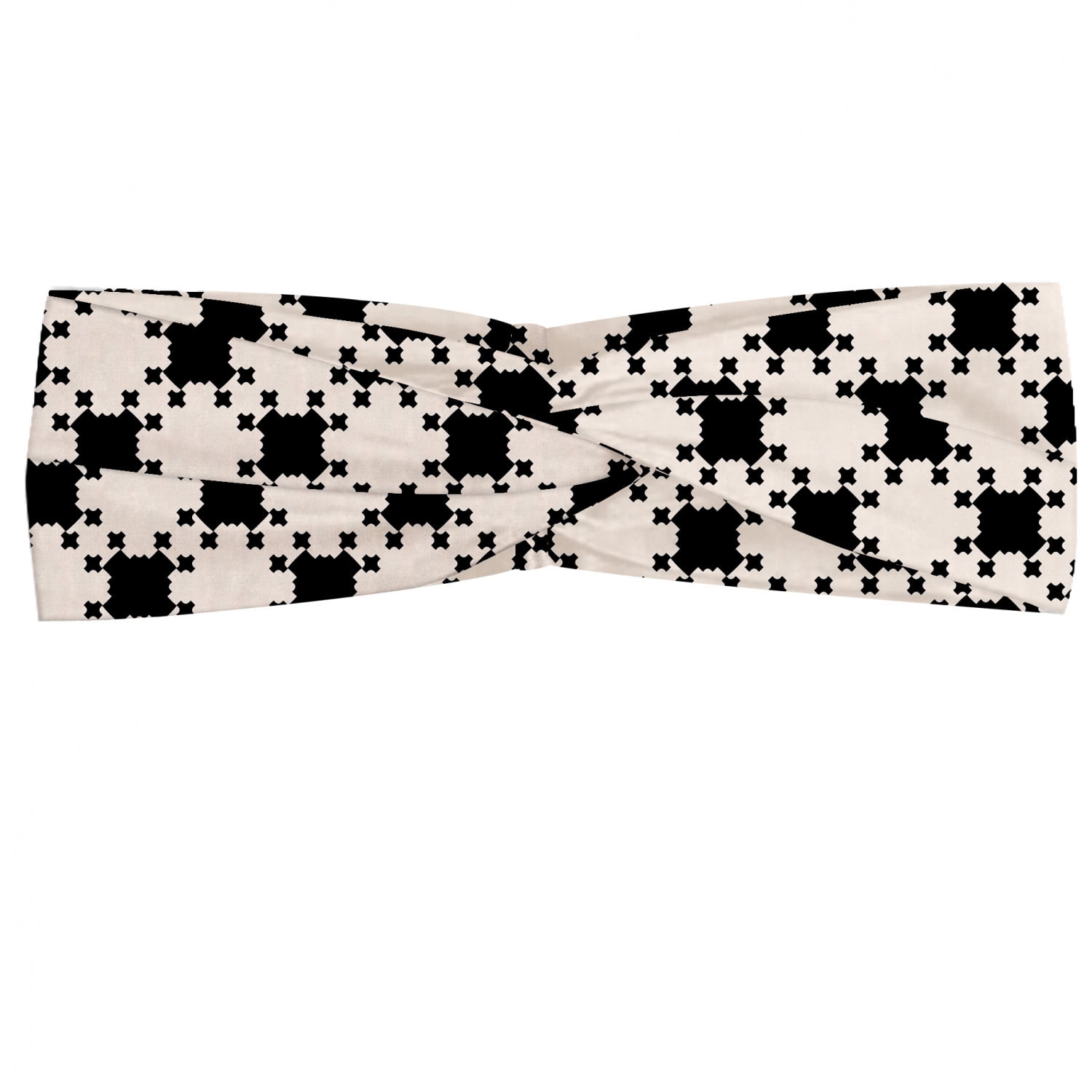 Retro Headband, Simple Crossing Style Shapes Monochromatic Geometric ...