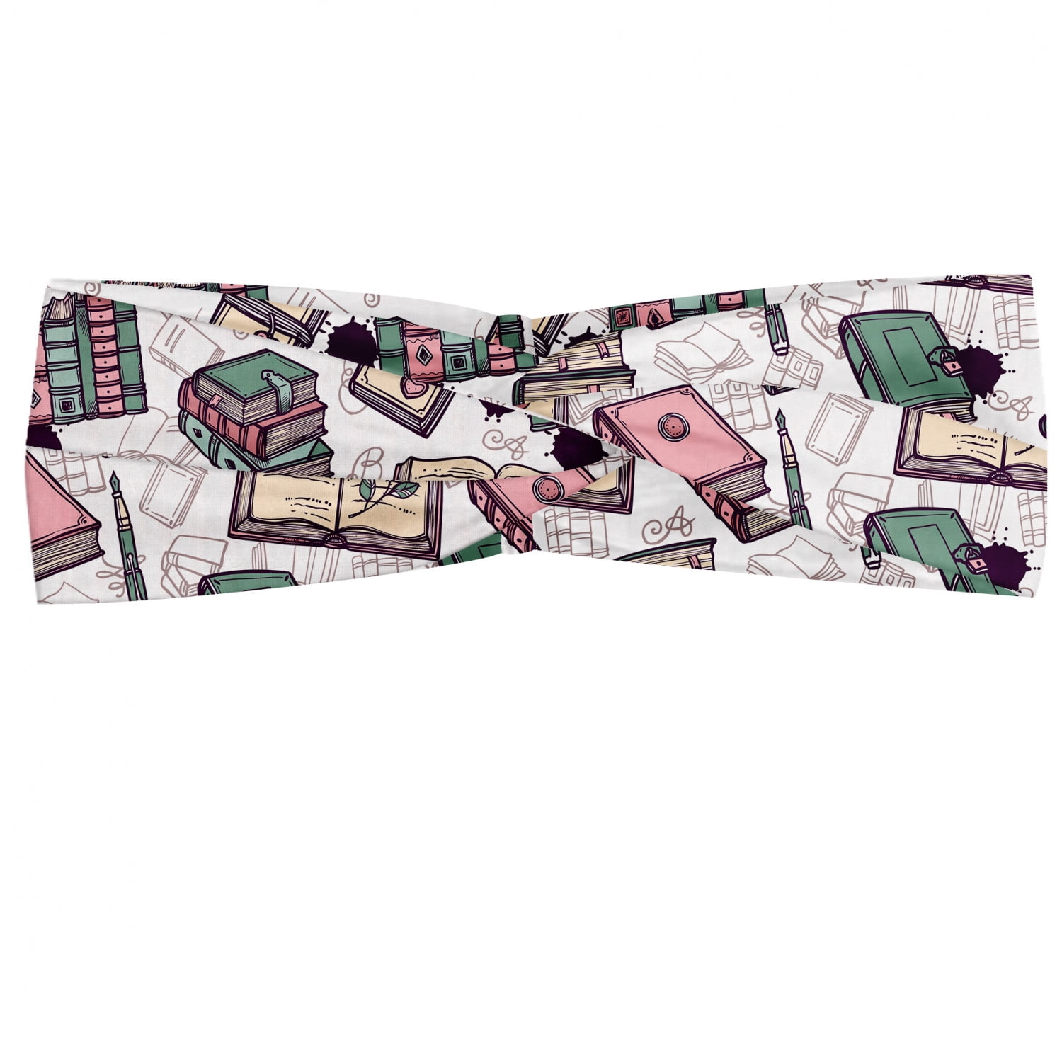 Retro Headband, Vintage Style Old Books Pens and Related Silhouettes on ...