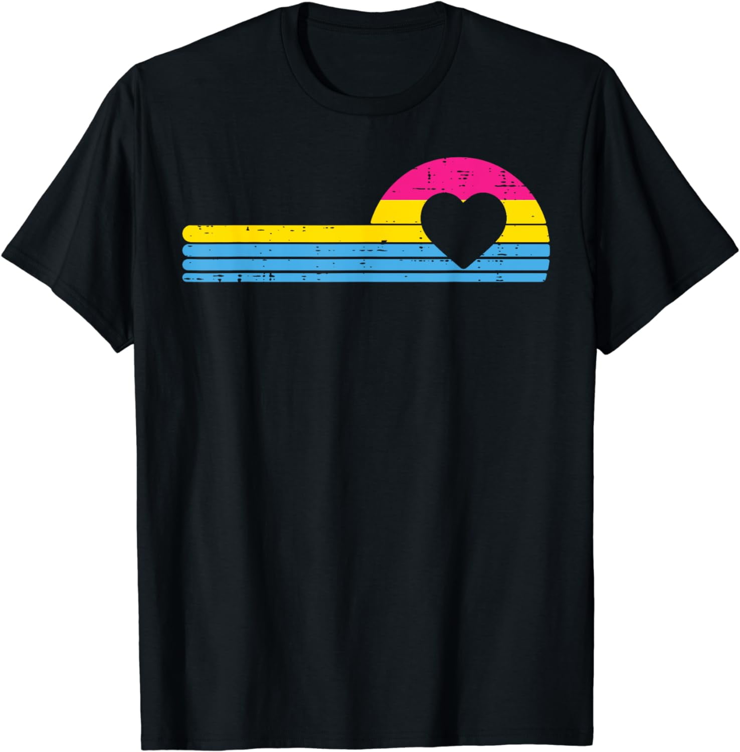 Retro Heart Panromantic LGBTQ Pride Pansexual Pan Flag Women T-Shirt ...