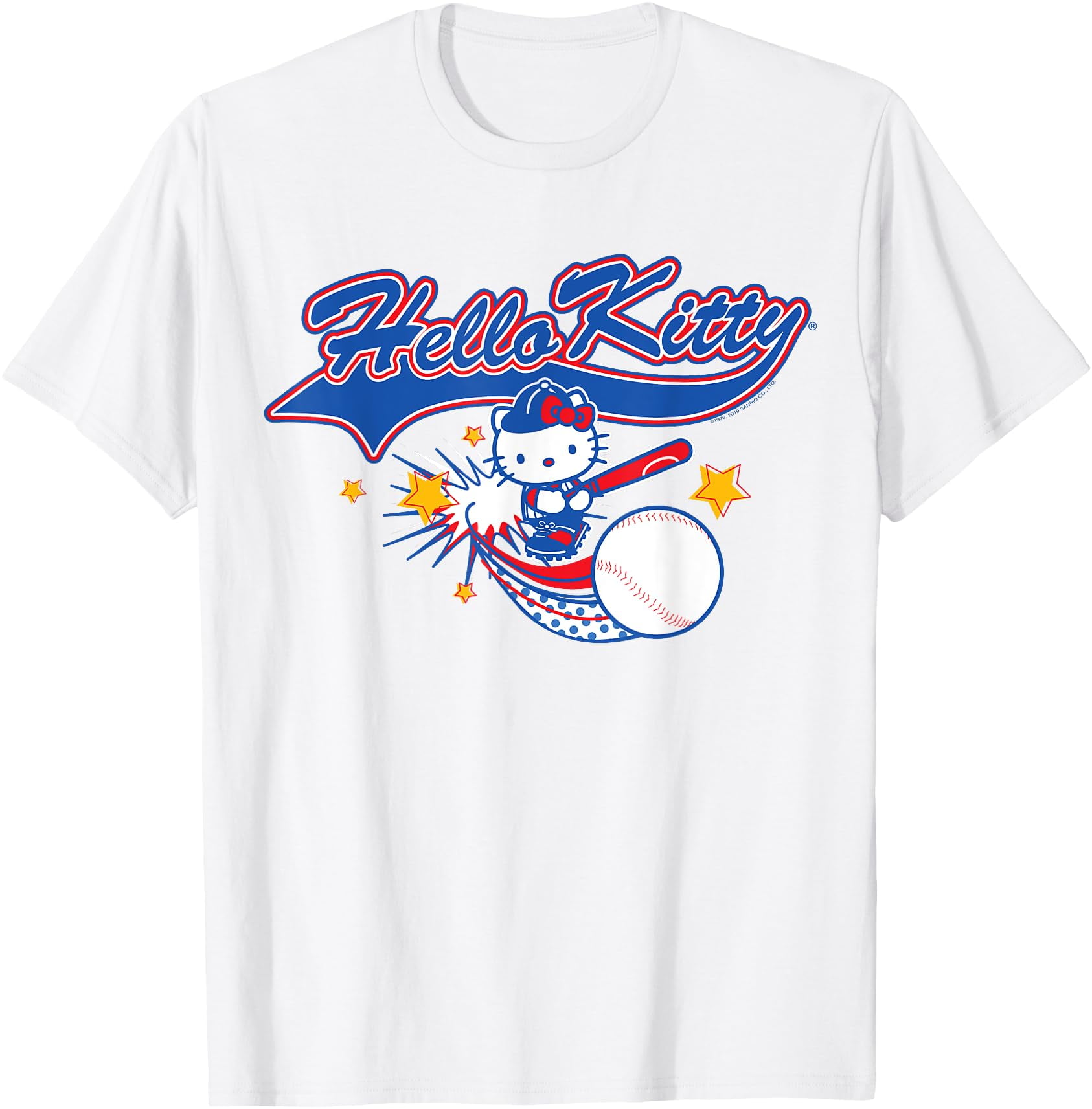 Retro Hello Kitty Home Run Baseball Softball Graphic T-Shirt For Kitty ...