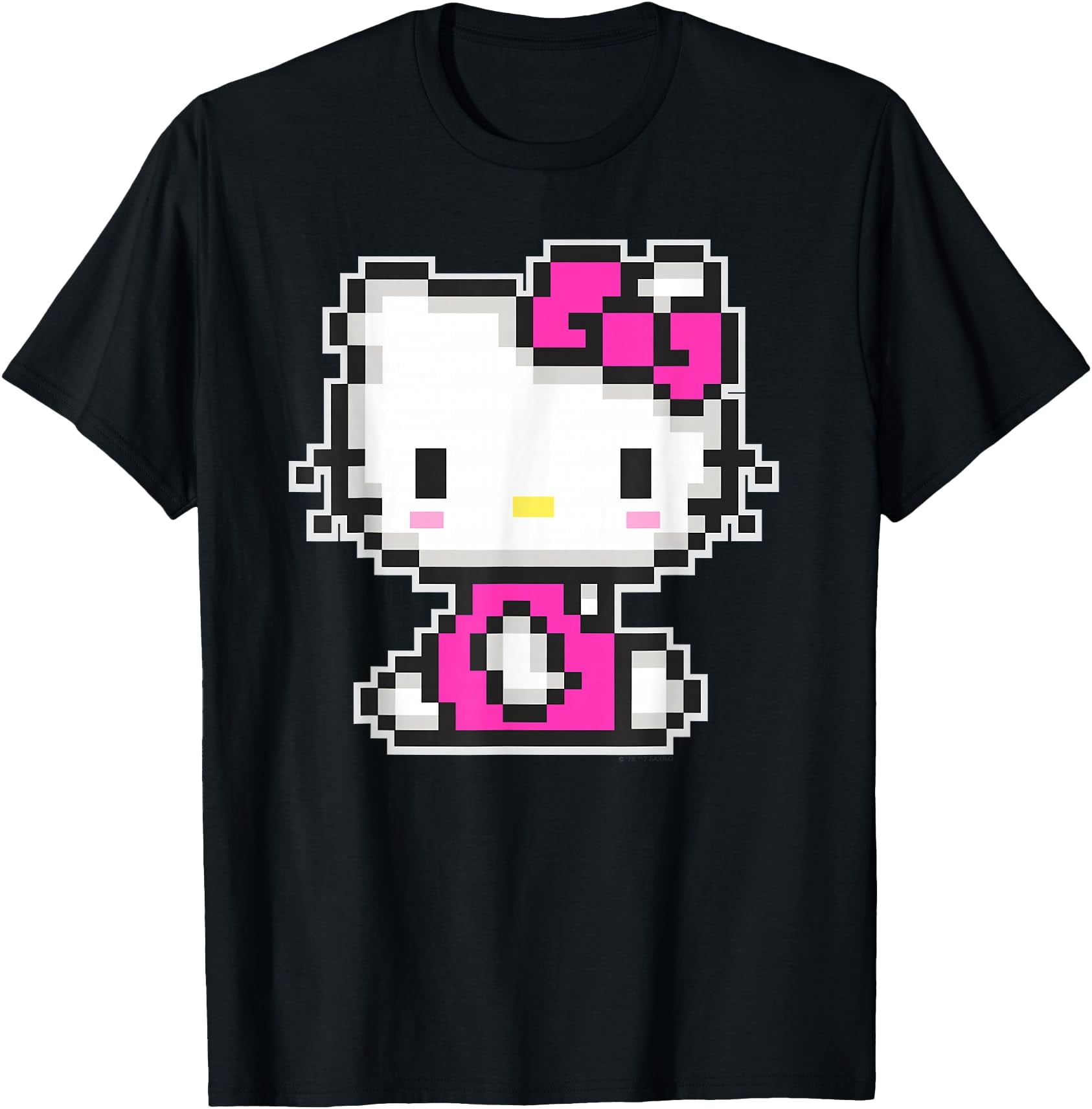 Retro Hello Kitty Pixel Style DTG Print Unisex T-Shirt,Black Color,Size ...