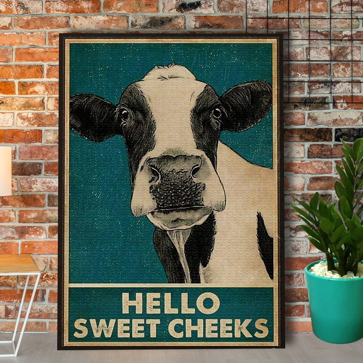 Retro Hello Sweet Cheeks Cow Paper Poster No Frame Matte Wall Art Decor ...