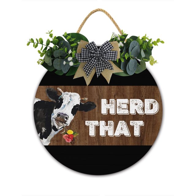 Retro Herd That Sign Farmhouse Cow Wooden Hanging Sign Plaque Retro ...