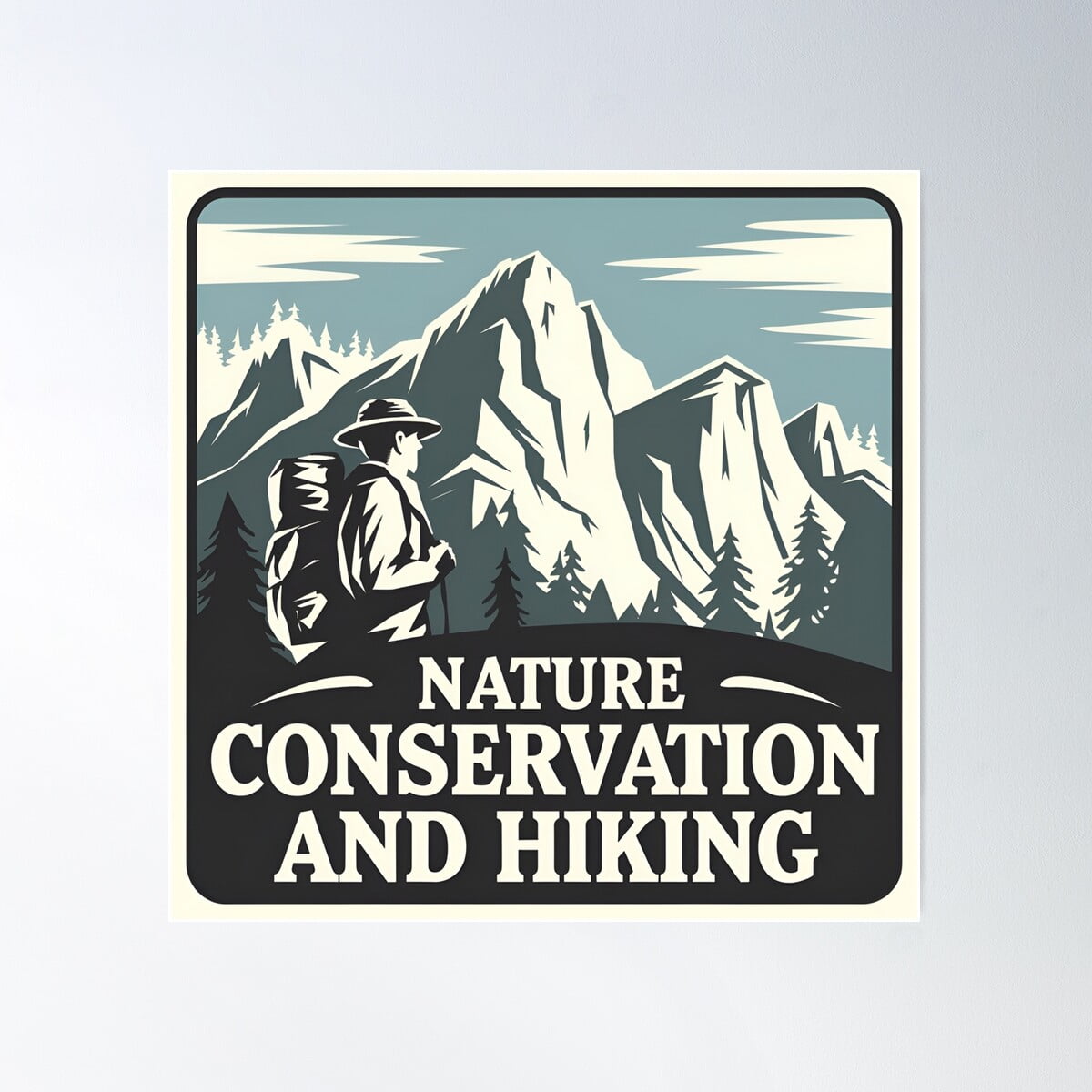 Retro Hiking Poster – Nature, Conservation And Hiking Poster Wall Art ...